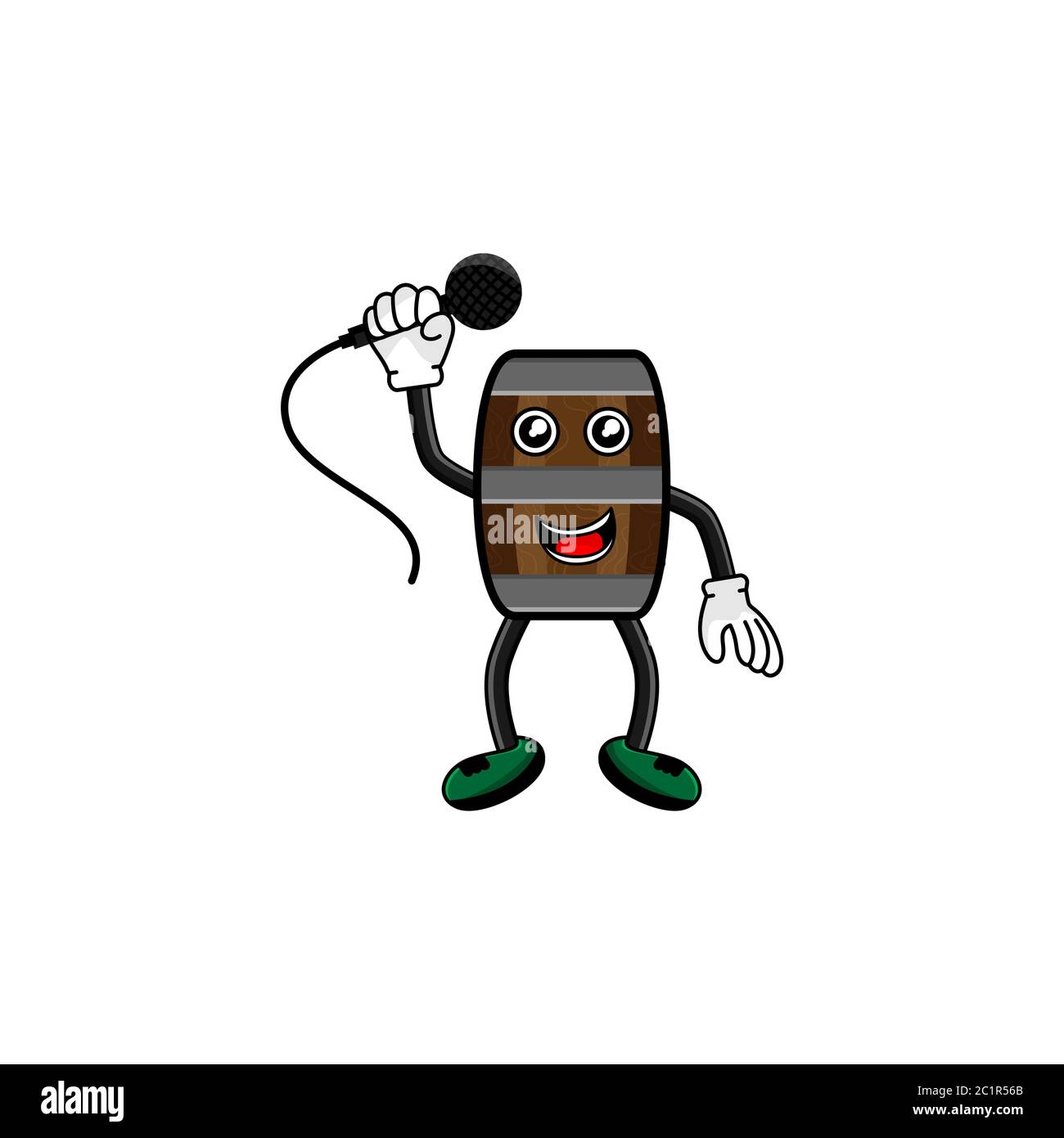 wine barrel character with microphone vector design illustration Stock ...