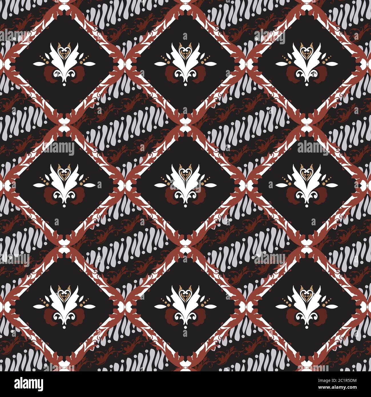 Elegant Indonesia batik pattern with black color design Stock Vector ...