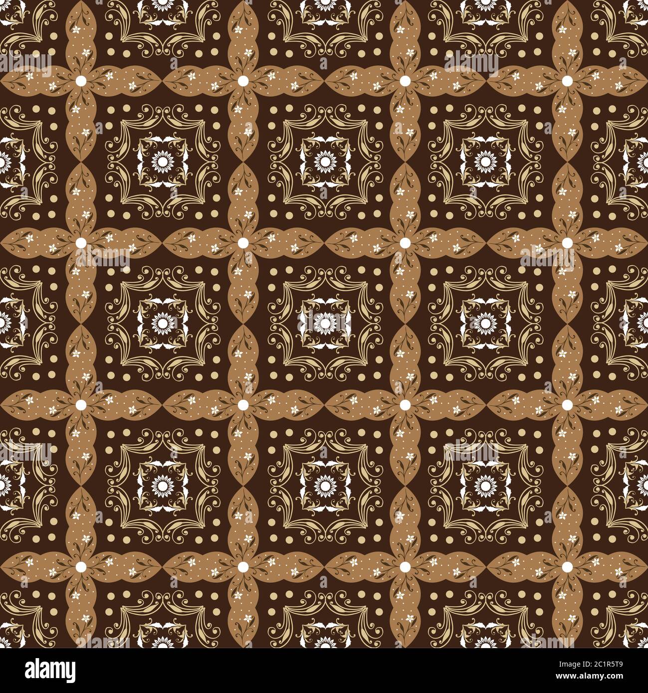 Simple flower pattern on Central Java batik with mocca brown color ...