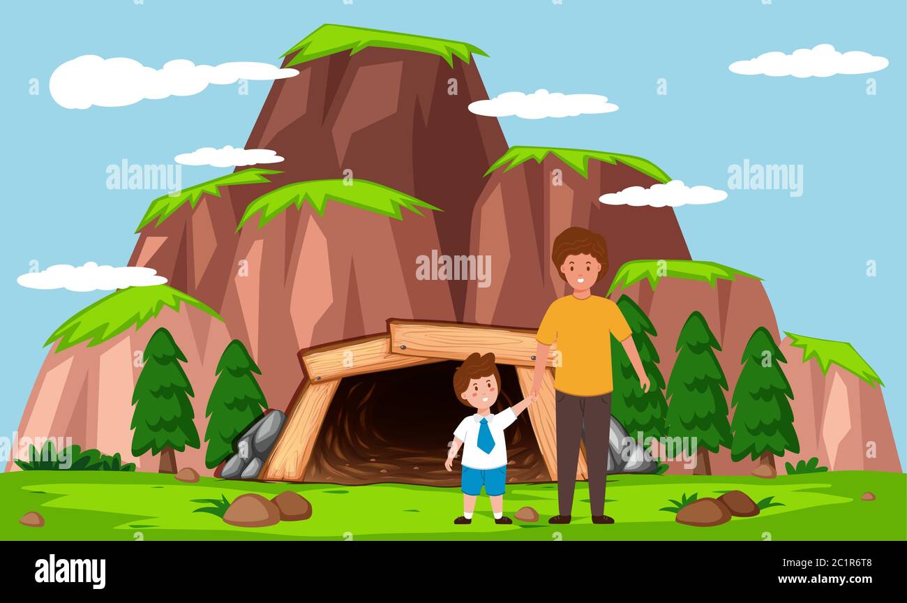 boy walking with his father in the garden Stock Vector Image & Art - Alamy