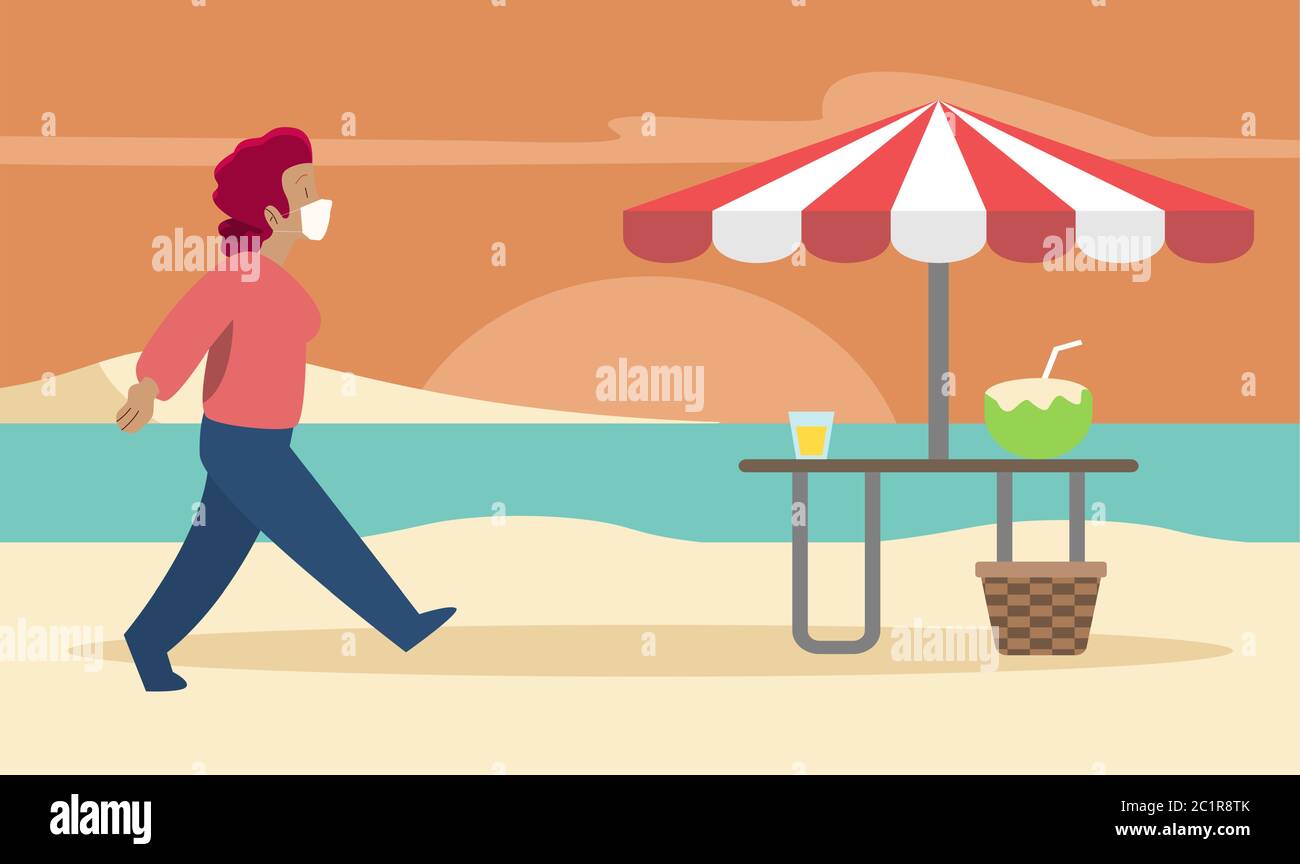 Woman beach sunset Stock Vector Images - Alamy