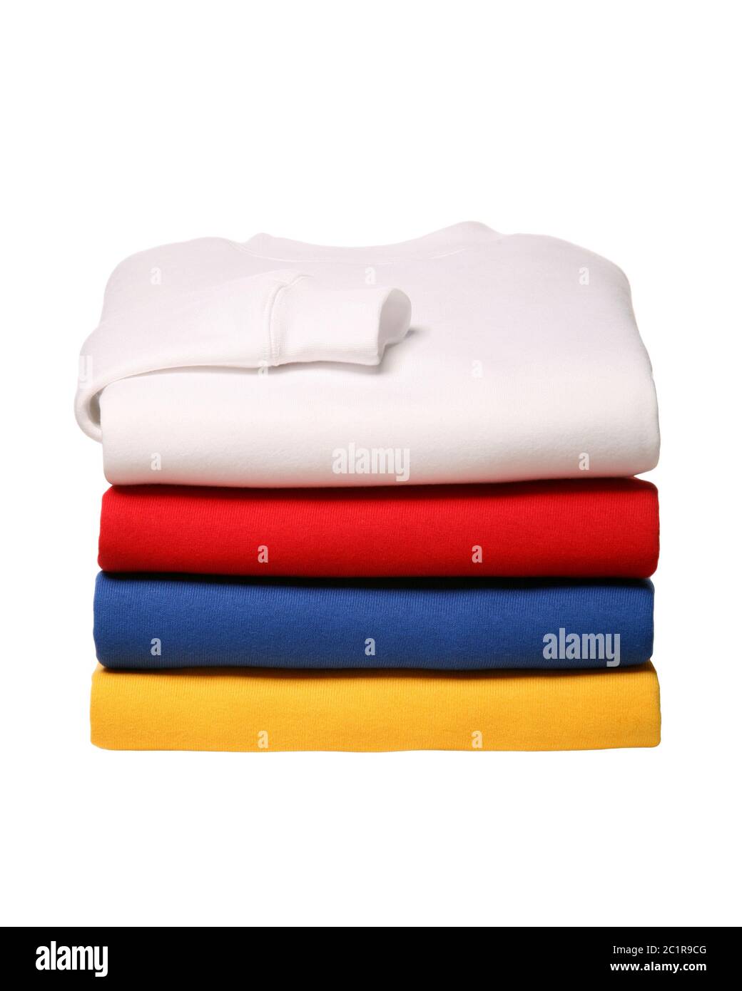 stack of folded sweat shirts isolated on white background Stock Photo ...