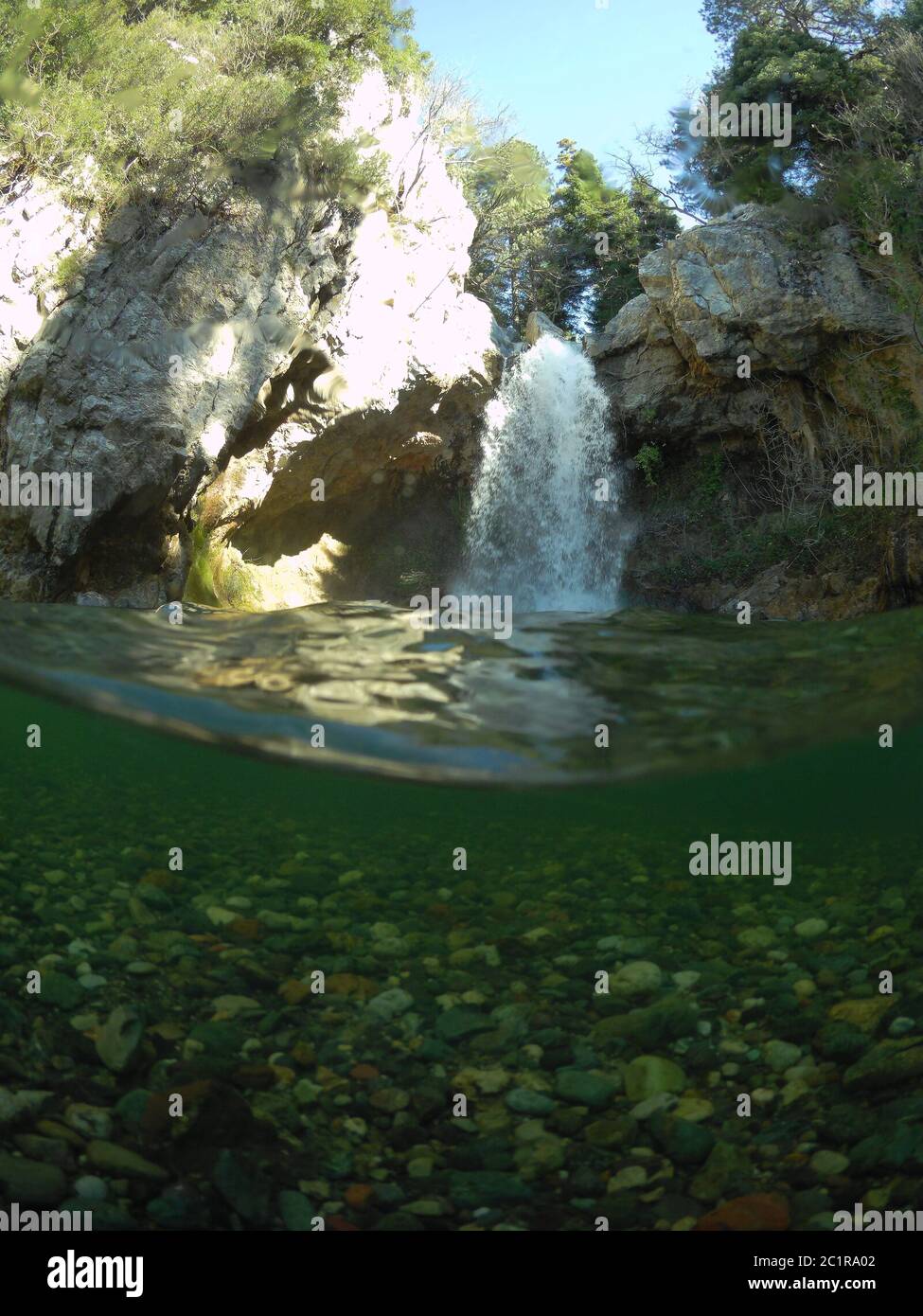 The waterfall at Drimonas gorge Stock Photo - Alamy