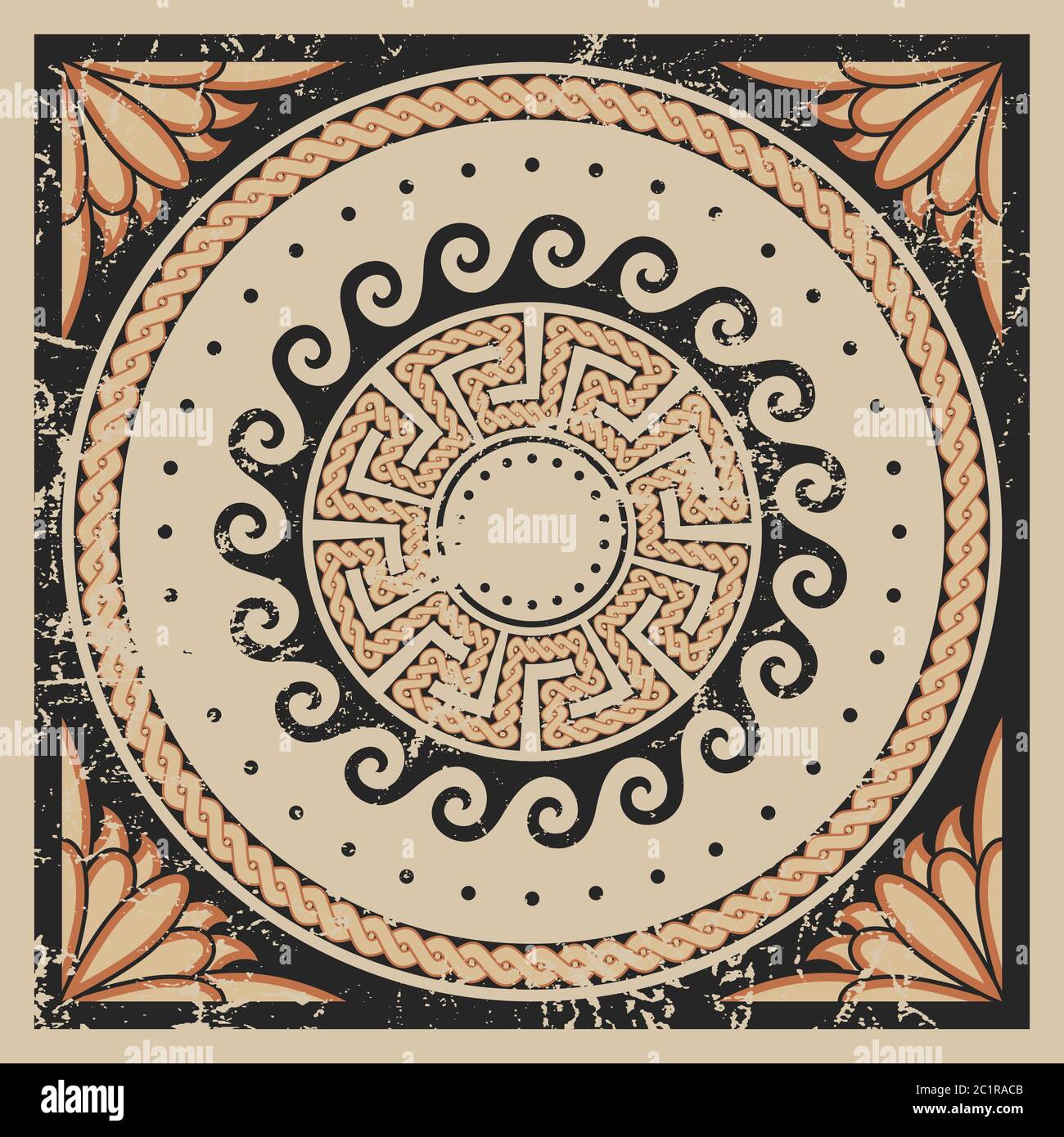 Circular ancient ornament meander. Vector design element Stock Vector ...