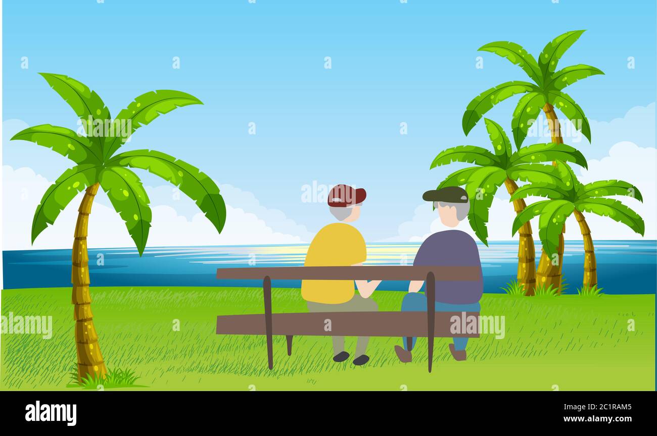 Sitting in the beach Stock Vector Images - Alamy