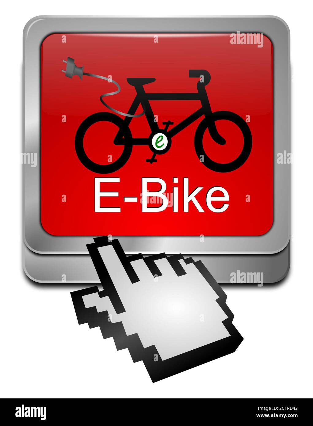 red E-Bike Button with cursor - 3D illustration Stock Photo - Alamy