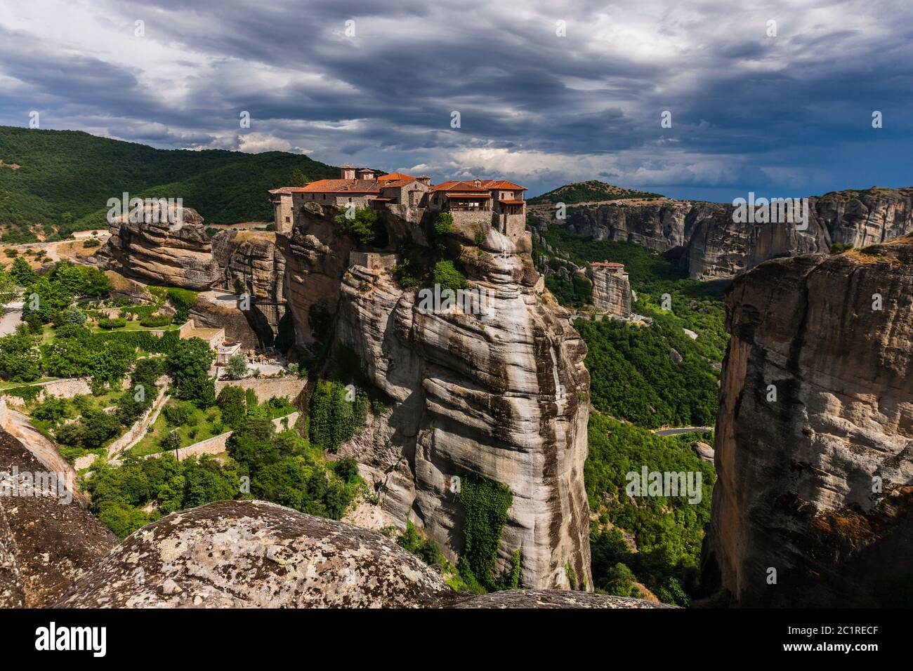 Meteora, Monastery of Varlaam, on enormous columns of rock, awesome ...