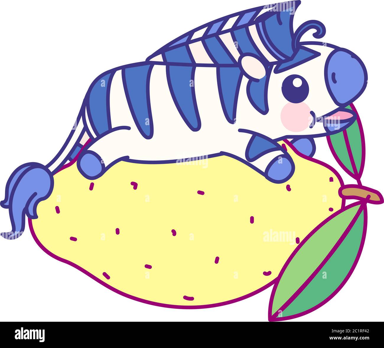 vector flat striped baby zebra on lemon Stock Vector Image & Art - Alamy