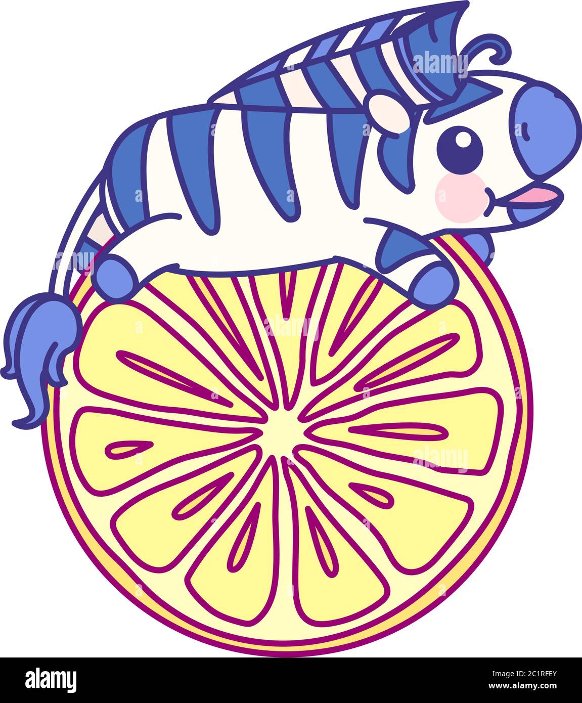 vector flat striped baby zebra on lemon Stock Vector Image & Art - Alamy