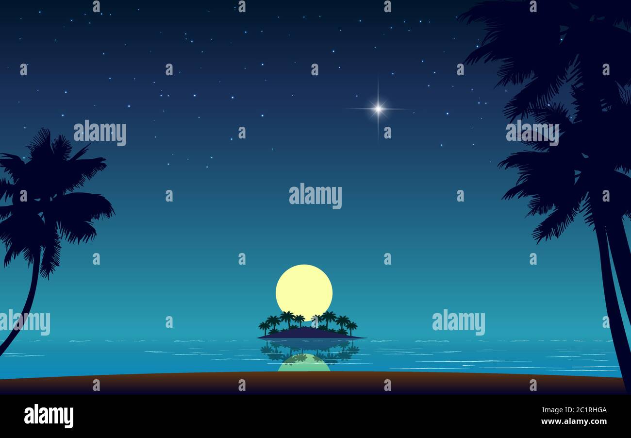 Night tropical island in Stock Vector Images - Alamy