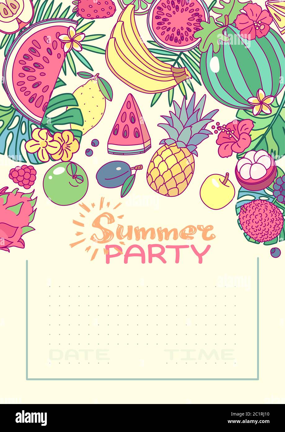 vector Summer party invitation template clip art Stock Vector Image ...