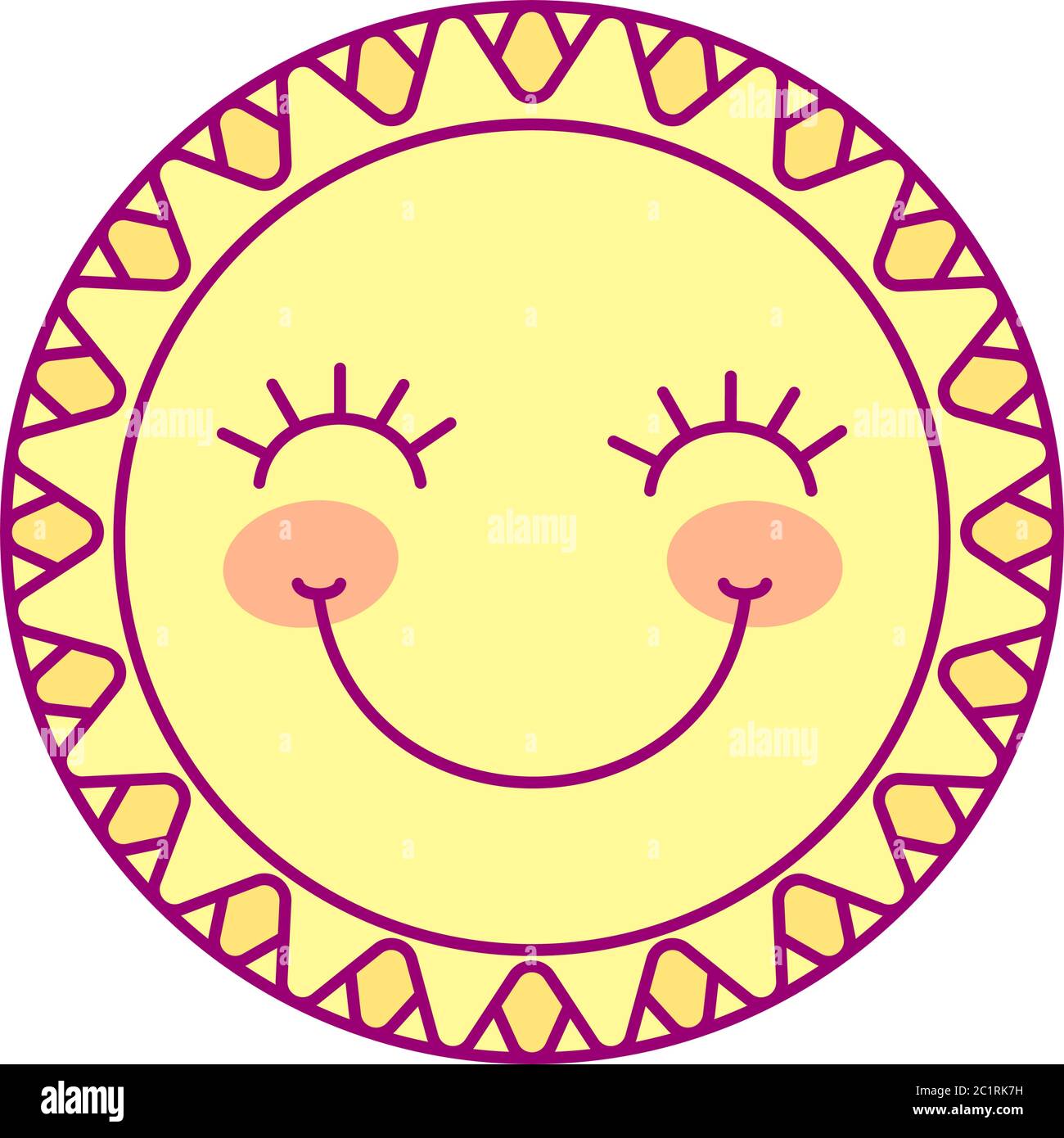 vector cute round sun template. print for disposable tableware Stock ...