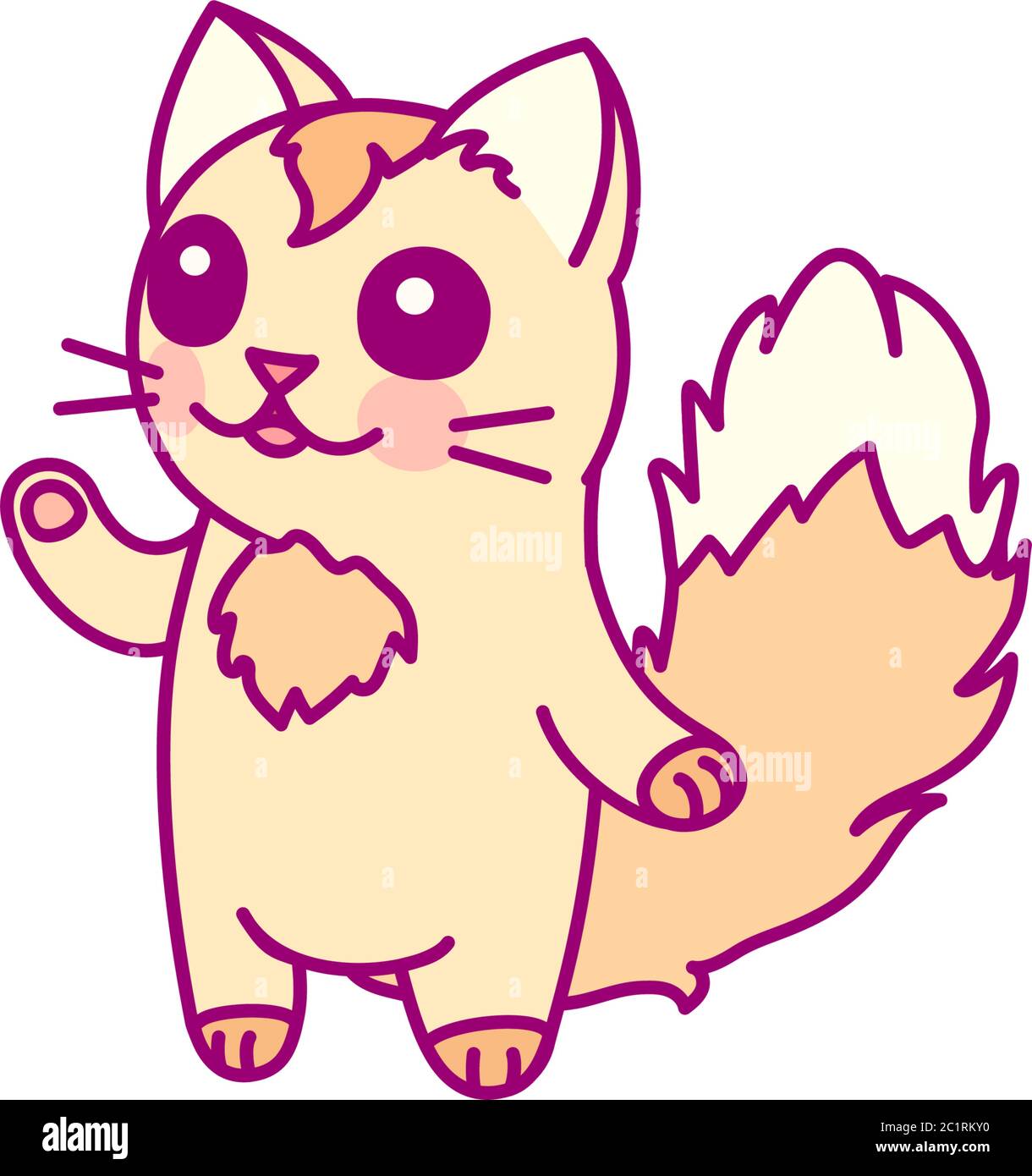 vector cute cartoon little cat. cartoon character Stock Vector Image ...