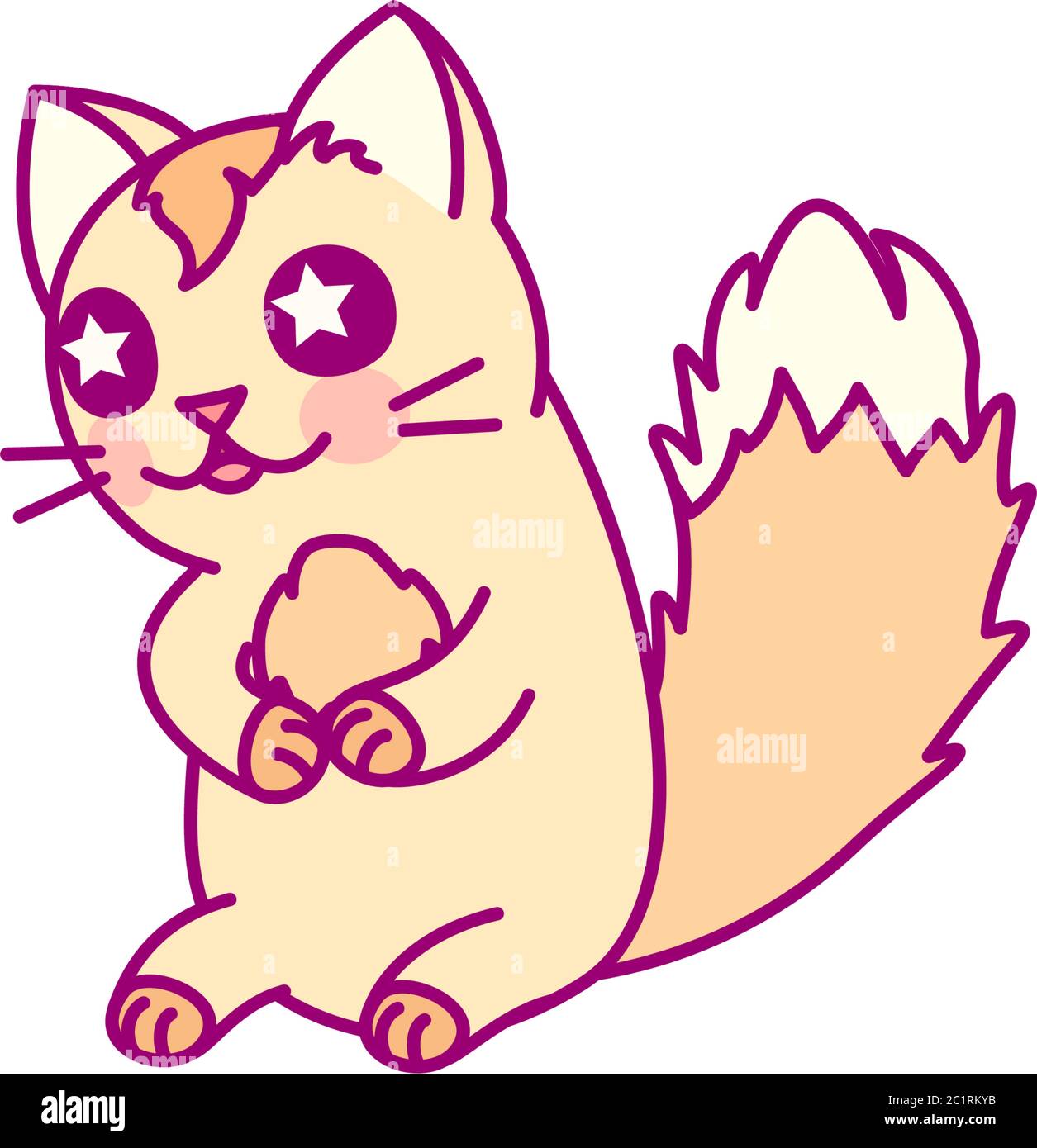 vector cute cartoon little cat. cartoon character Stock Vector Image ...