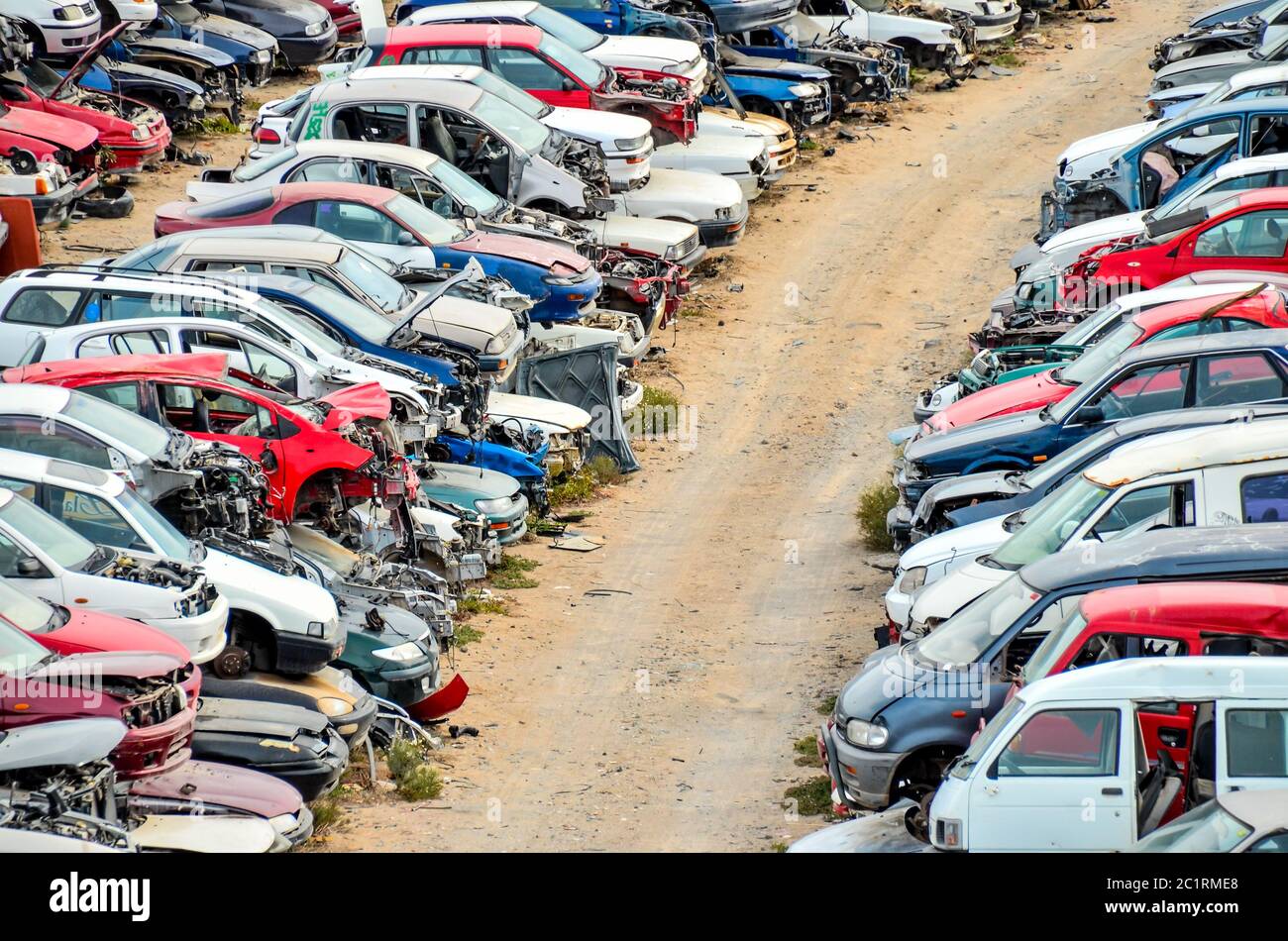 Old Junk Cars On Junkyard Stock Photo - Alamy
