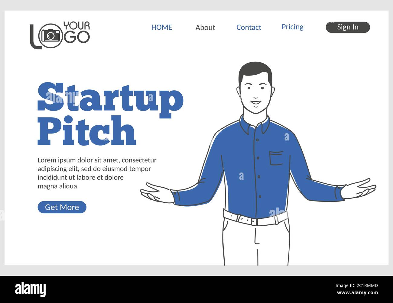 Startup Pitch landing page in thin line style Stock Vector Image & Art ...