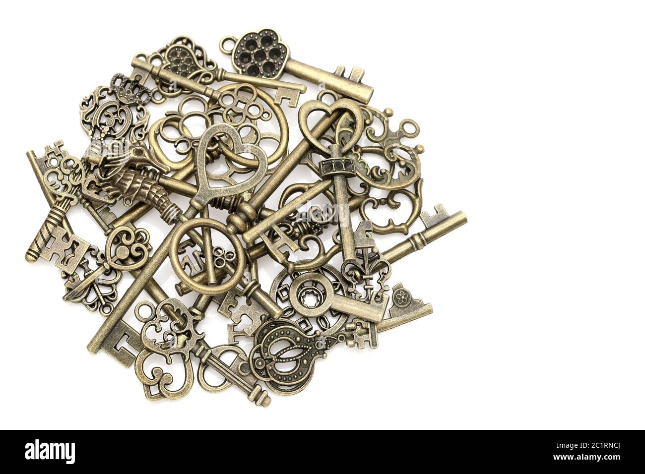 stacked of many antique key isolated on white background Stock Photo ...