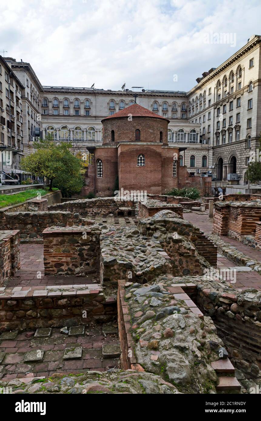 St George Rotunda church among the ruins of the ancient town of Serdika, Sofia, Bulgaria, Europe ...