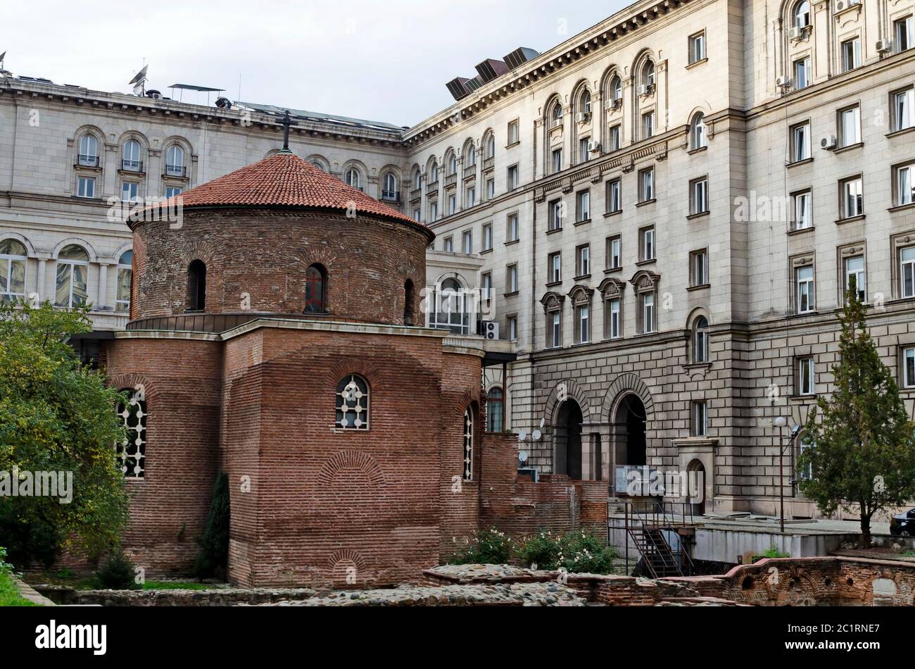St George Rotunda church among the ruins of the ancient town of Serdika, Sofia, Bulgaria, Europe ...