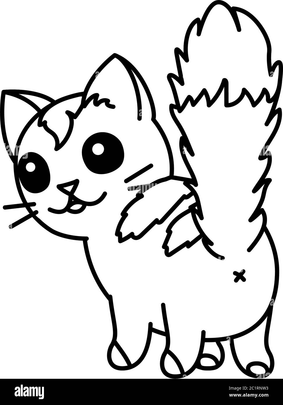 vector cute cartoon little cat. coloring book page Stock Vector Image ...