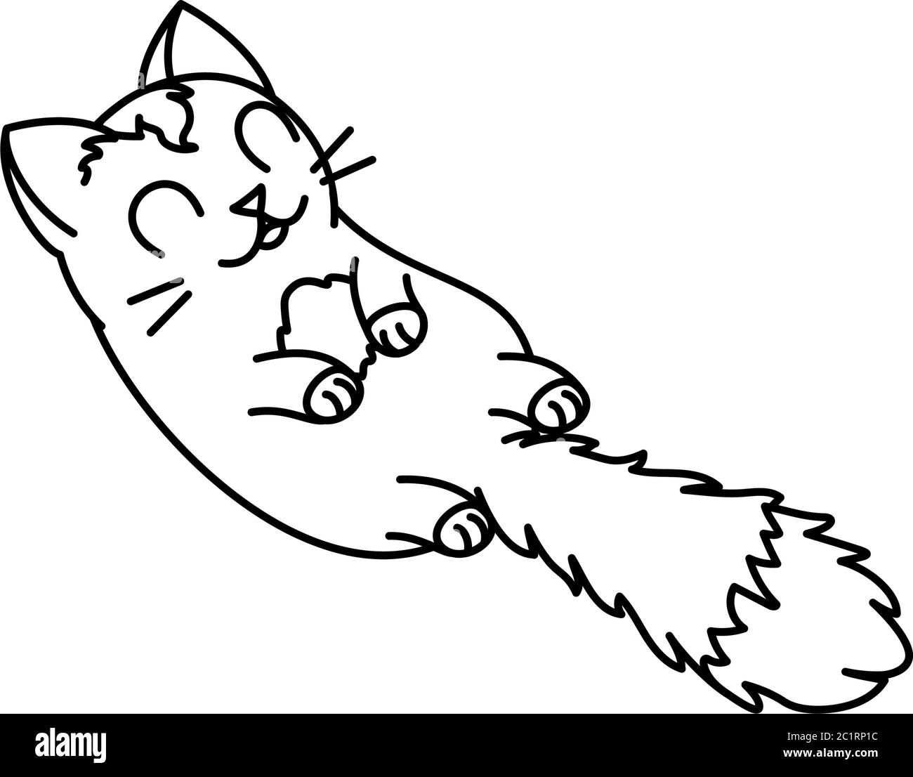 vector cute cartoon little cat. coloring book page Stock Vector Image ...
