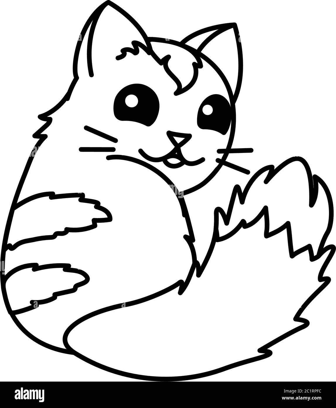 vector cute cartoon little cat. coloring book page Stock Vector Image ...