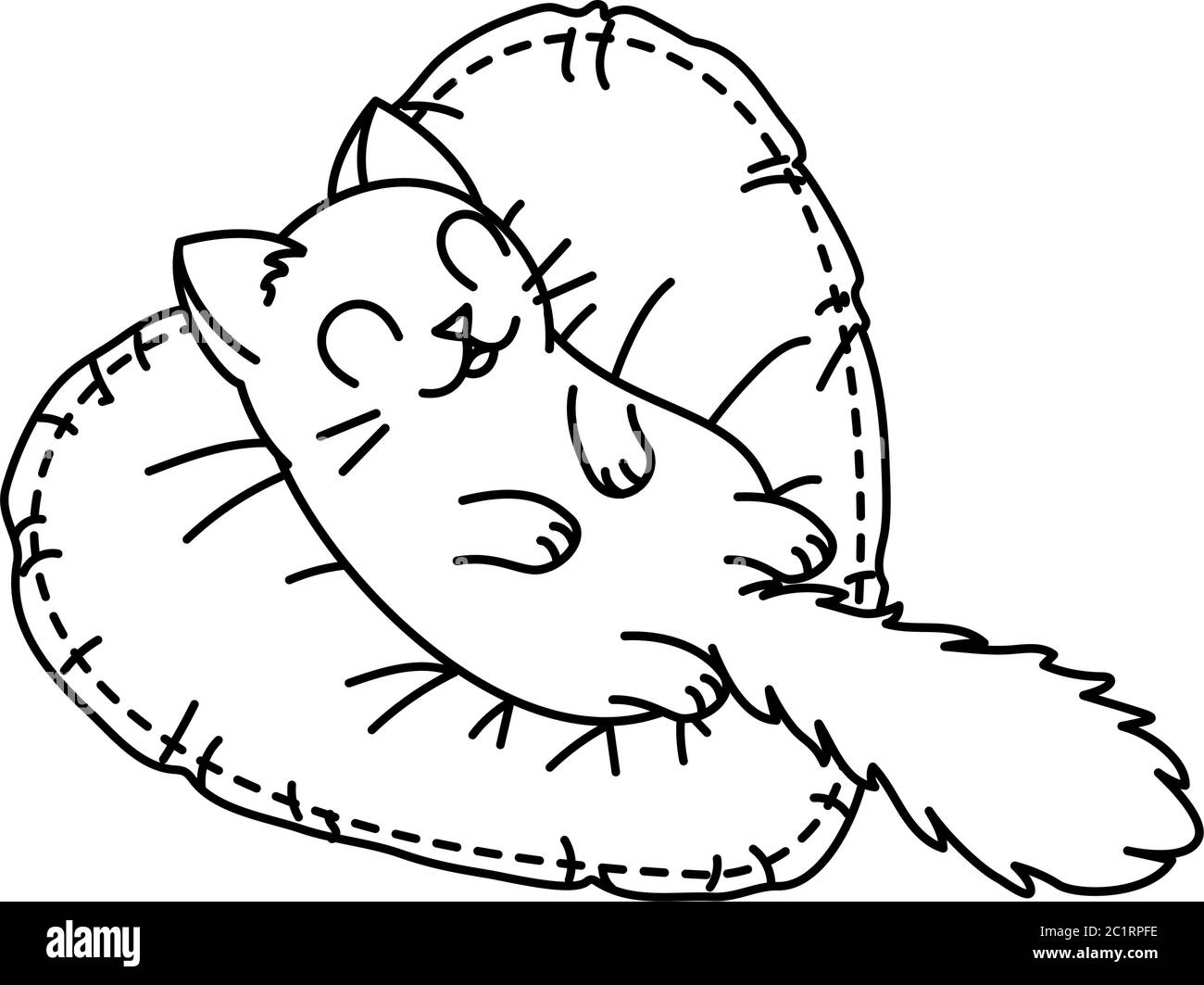 vector cute cartoon little cat. coloring book page Stock Vector Image ...