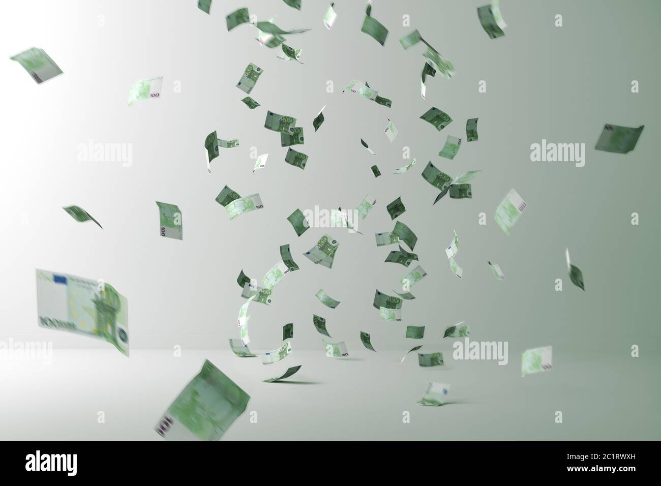 Money rain. Flying Money. Flying bills in a room Stock Photo - Alamy