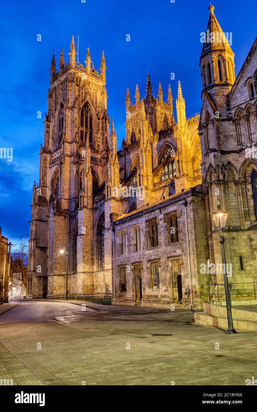The famous York Minster in England at twilight Stock Photo - Alamy