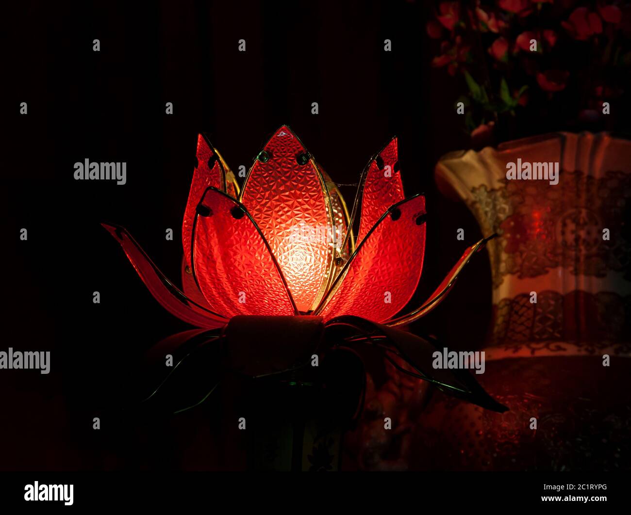 Lotus lamp in a buddhist Temple, Vietnam Stock Photo - Alamy