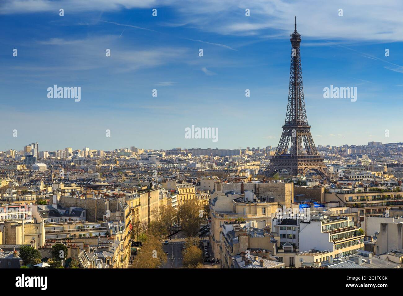 Beautiful panoramic view of Paris from the roof of the Triumphal Arch ...