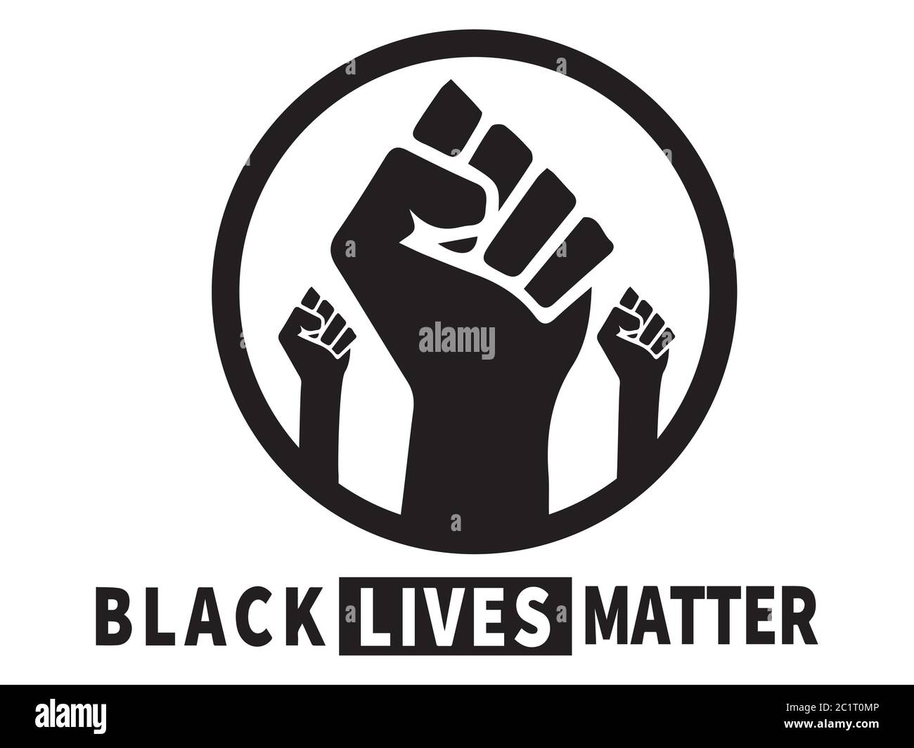 Black Lives Matter. Black and white illustration depicting Three BLM ...