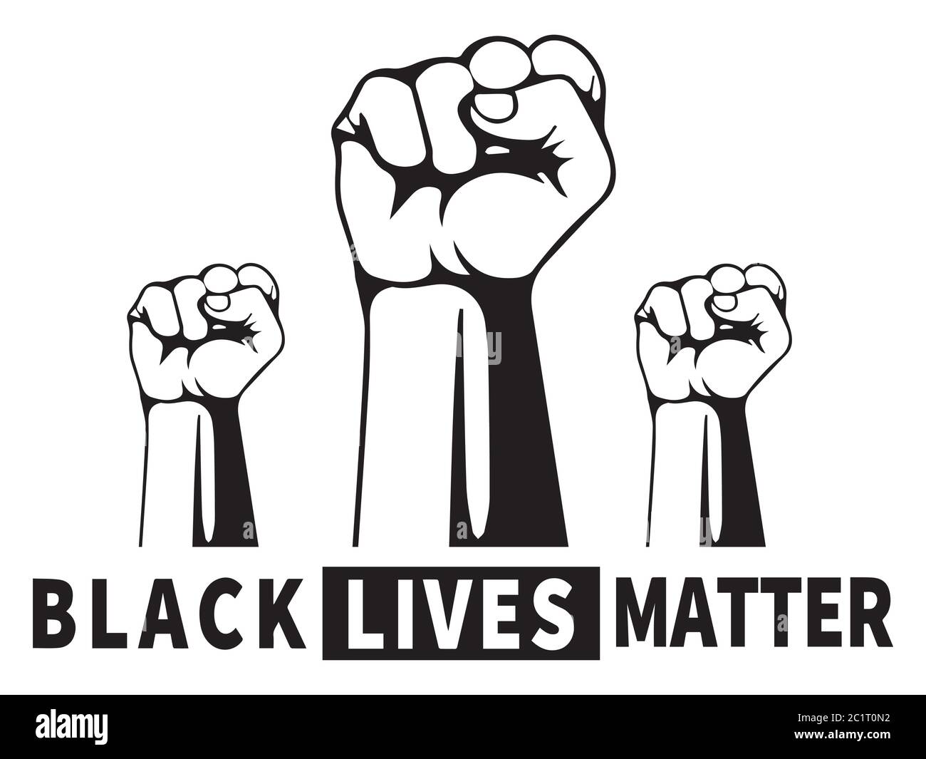 Black Lives Matter. Black and white illustration depicting Three BLM ...