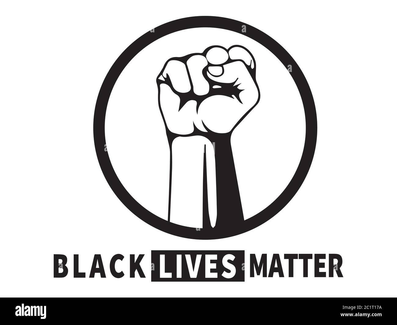 Black Lives Matter. Black and white illustration depicting BLM Fist in ...