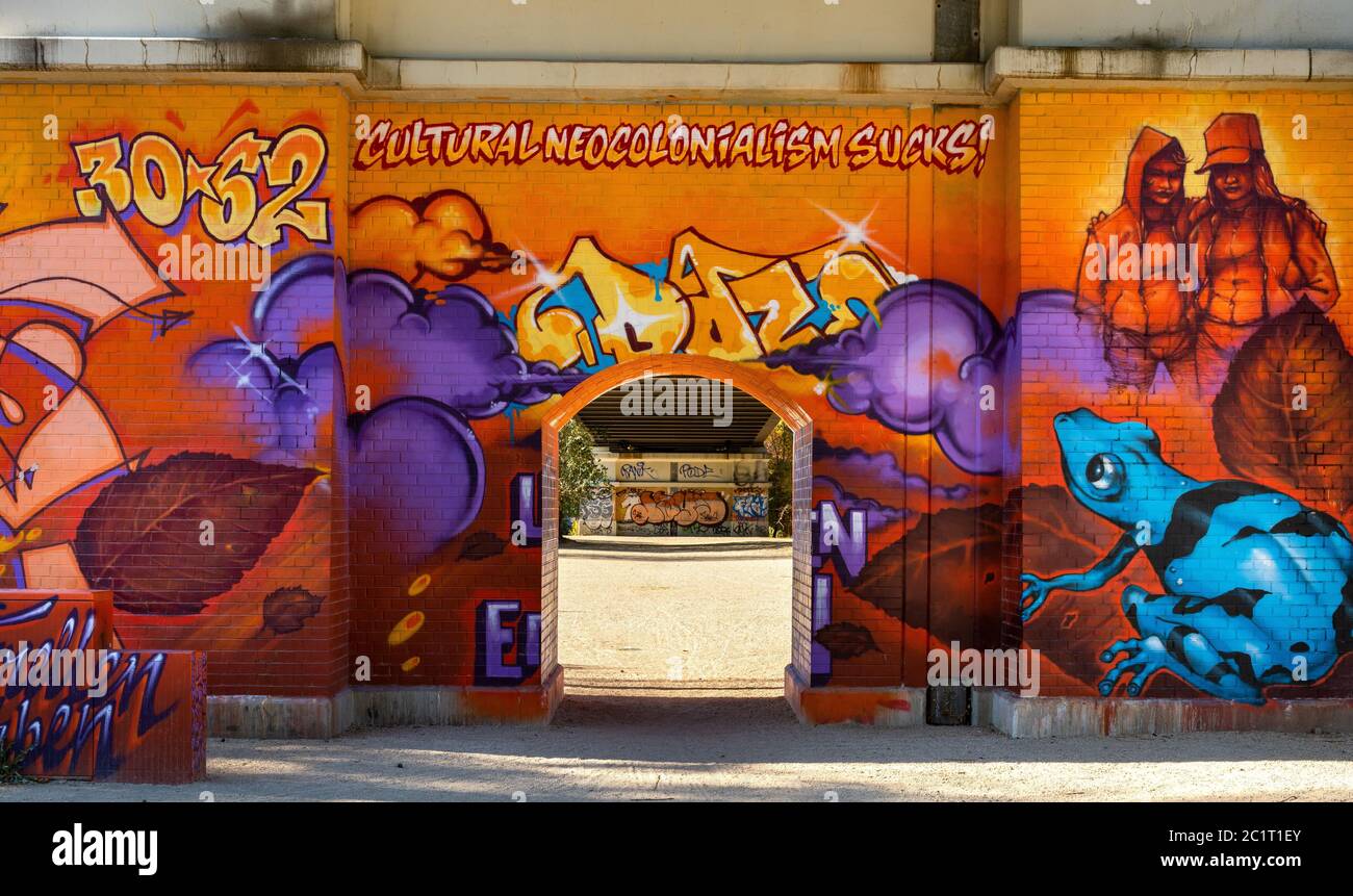 Graffiti on bridge arch Stock Photo - Alamy