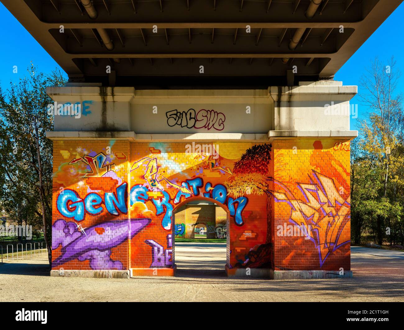 Graffiti on bridge arch Stock Photo - Alamy