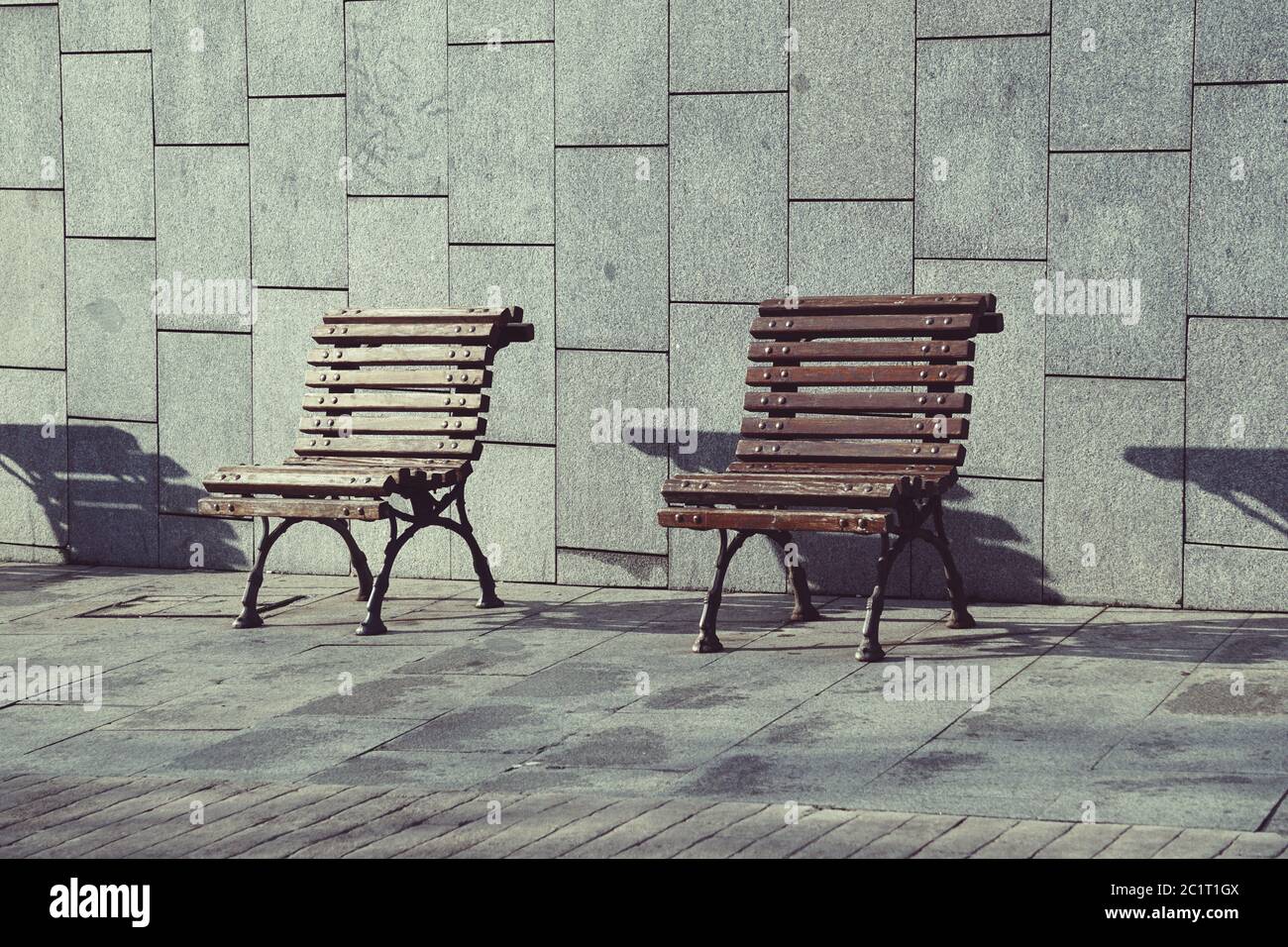 bench in the street Stock Photo - Alamy