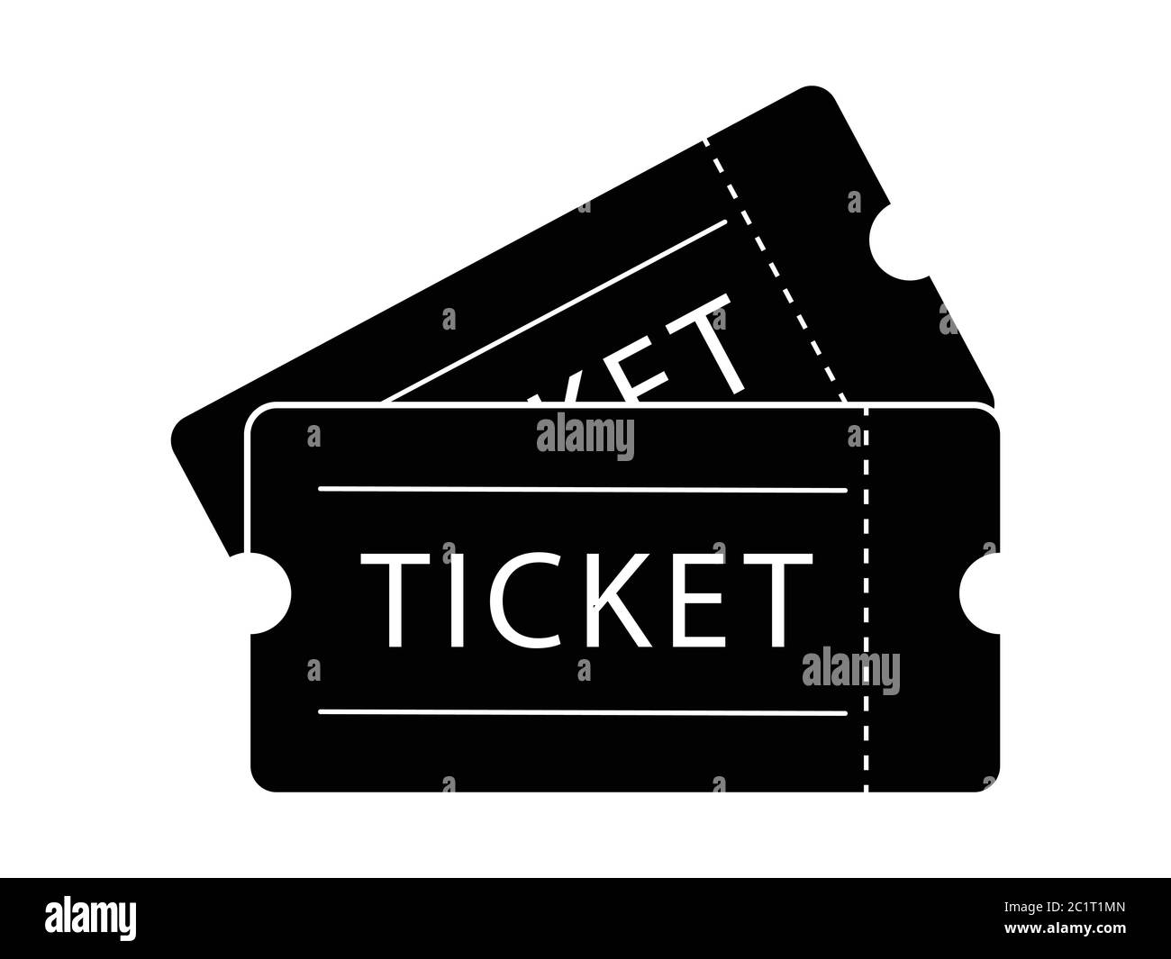 Double Ticket Admission. Black Illustration Isolated on a White ...