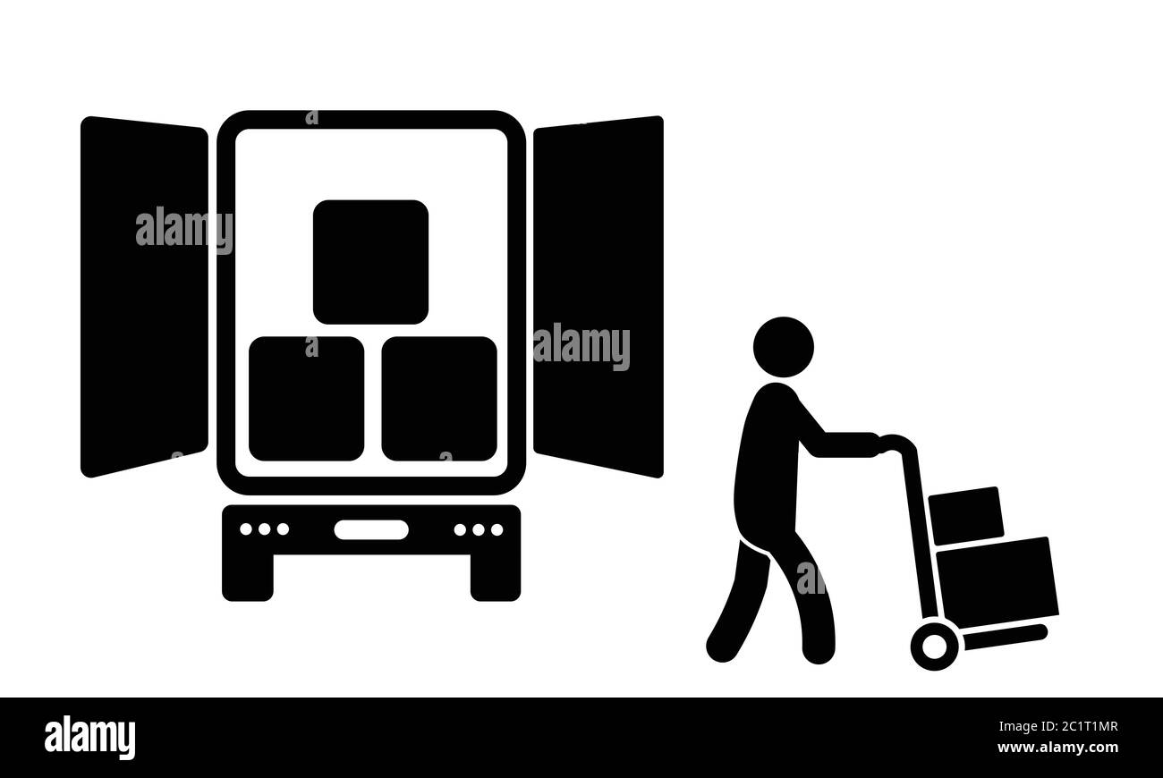 Unloading of goods from a truck box Cut Out Stock Images & Pictures - Alamy