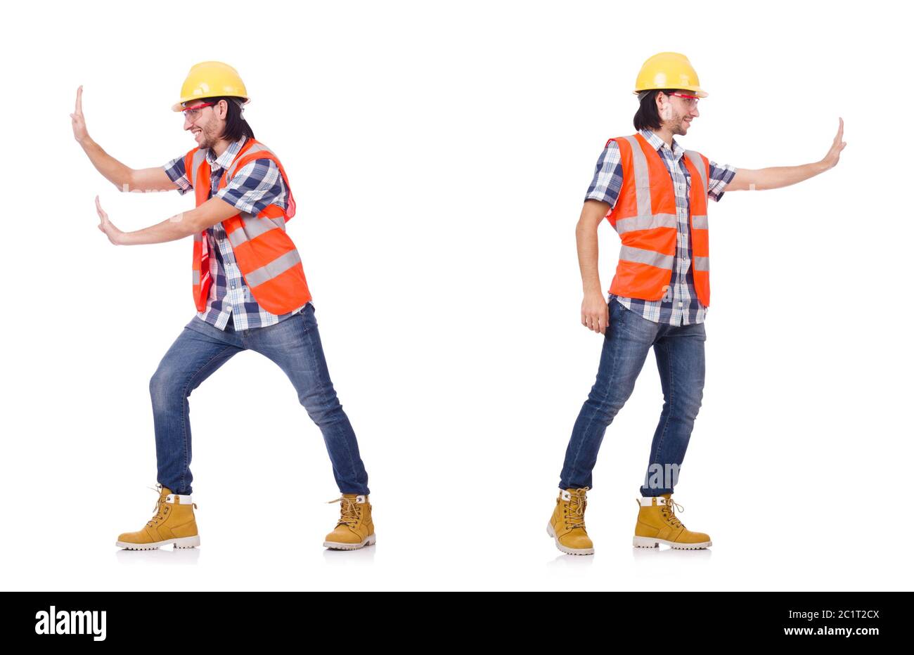 Industrial worker isolated on white Stock Photo - Alamy