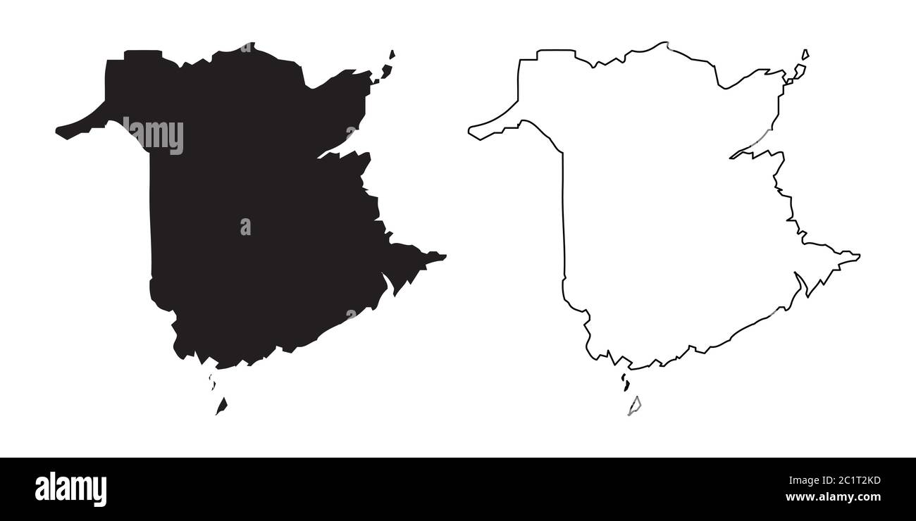 New Brunswick Province and Territory of Canada. Black Illustration and ...