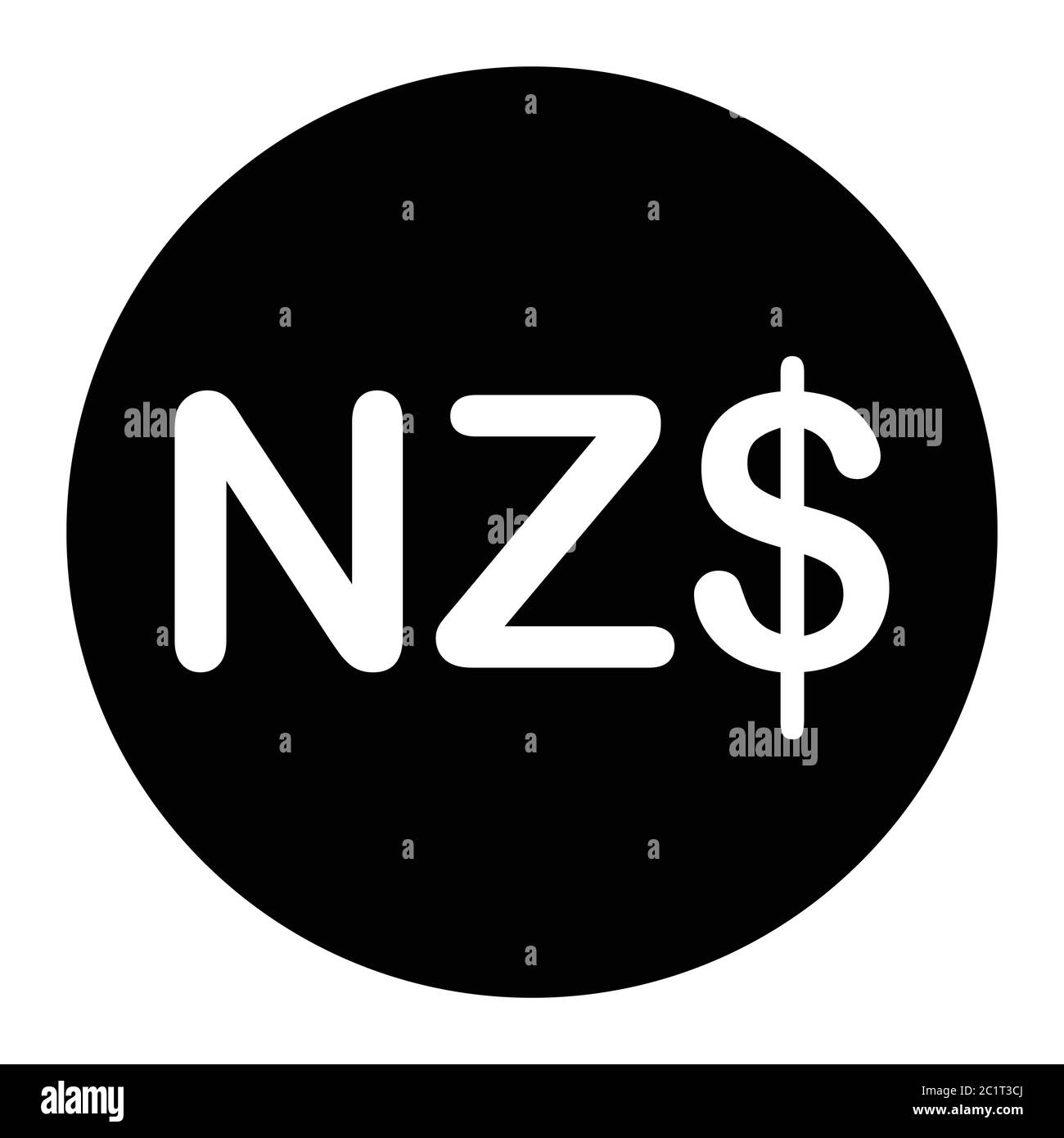 NZD New Zealand Dollar Currency Symbol. Black Illustration Isolated on ...