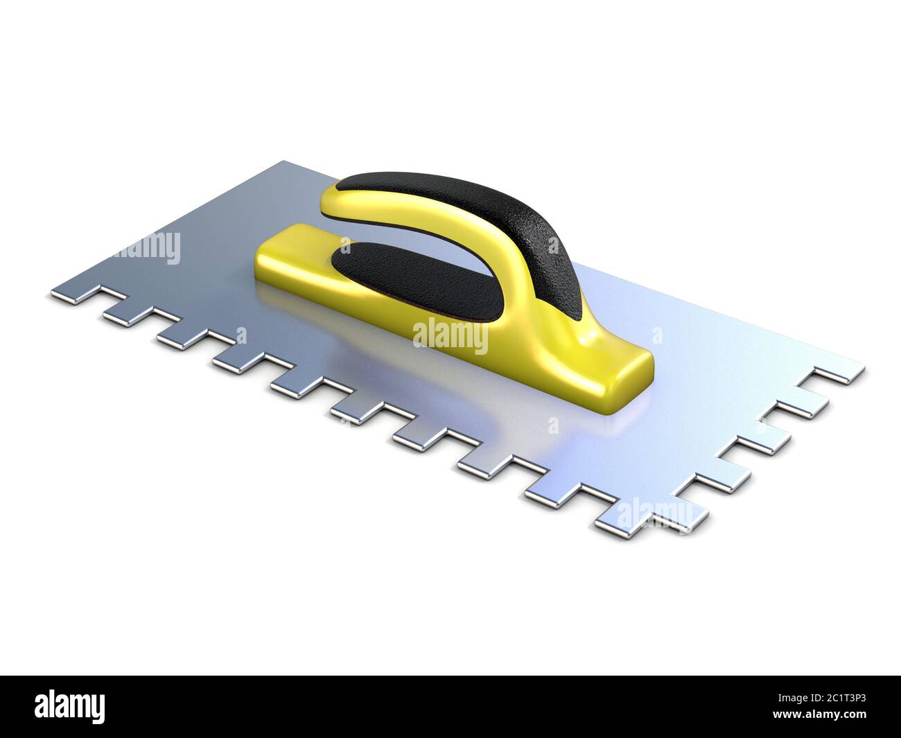 Finishing trowel with yellow black rubber handle. 3D Stock Photo - Alamy