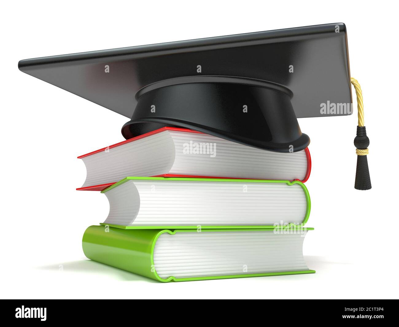 Graduation cap on books. 3D Stock Photo - Alamy