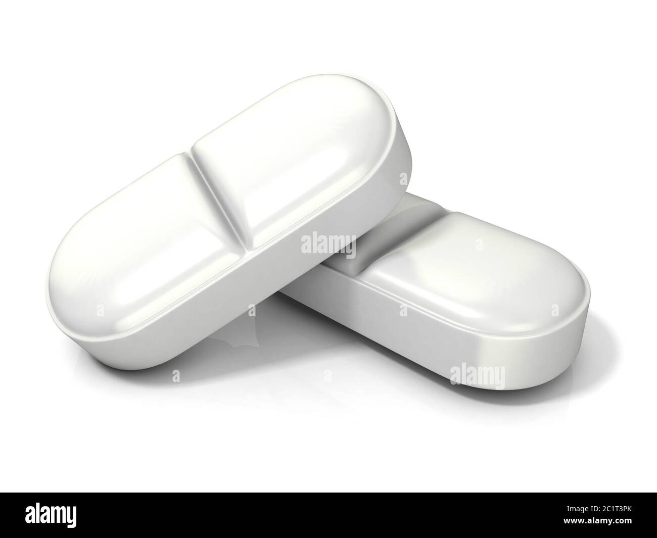 Two white medicine pills - tablets. 3D Stock Photo - Alamy