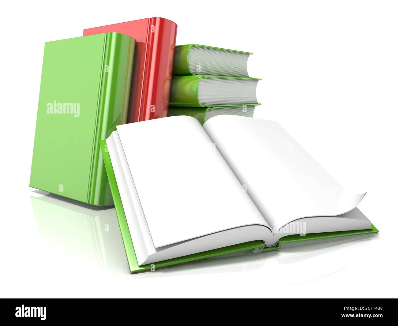 Pile of books with open one. 3D Stock Photo - Alamy