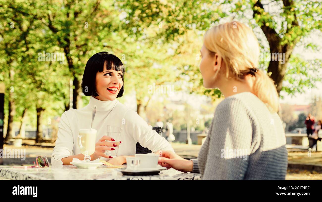 True friendship friendly close relations. Conversation of two women ...