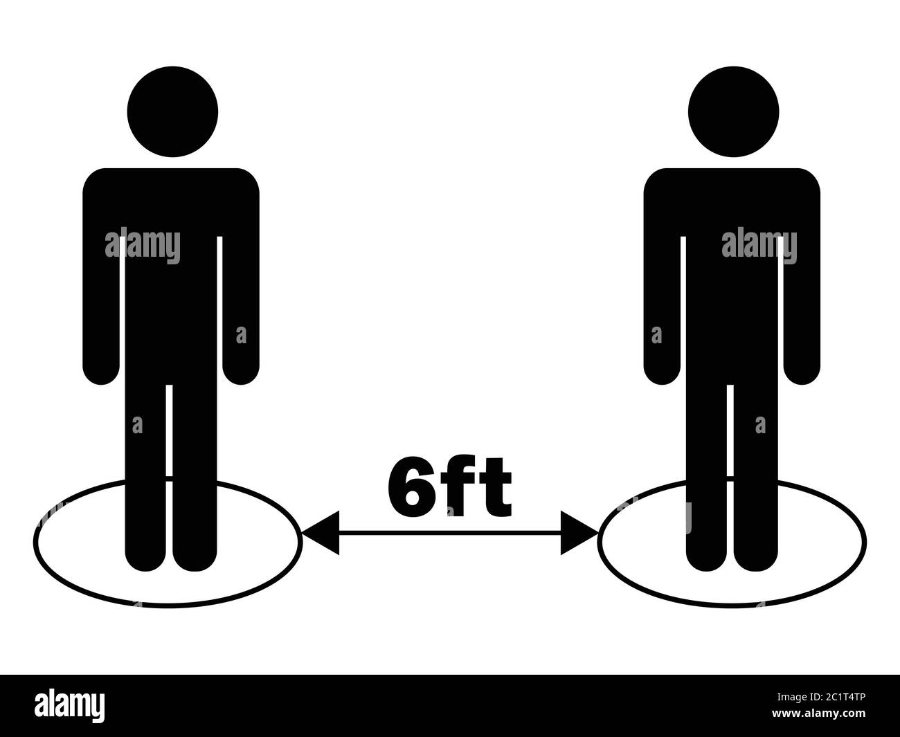 Social Distancing 6ft Six Feet Apart Stick Figure Black Illustration