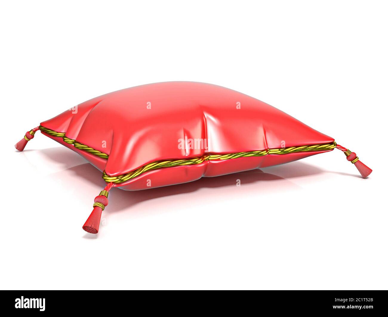 Royal red velvet pillow with golden rope. 3D Stock Photo - Alamy