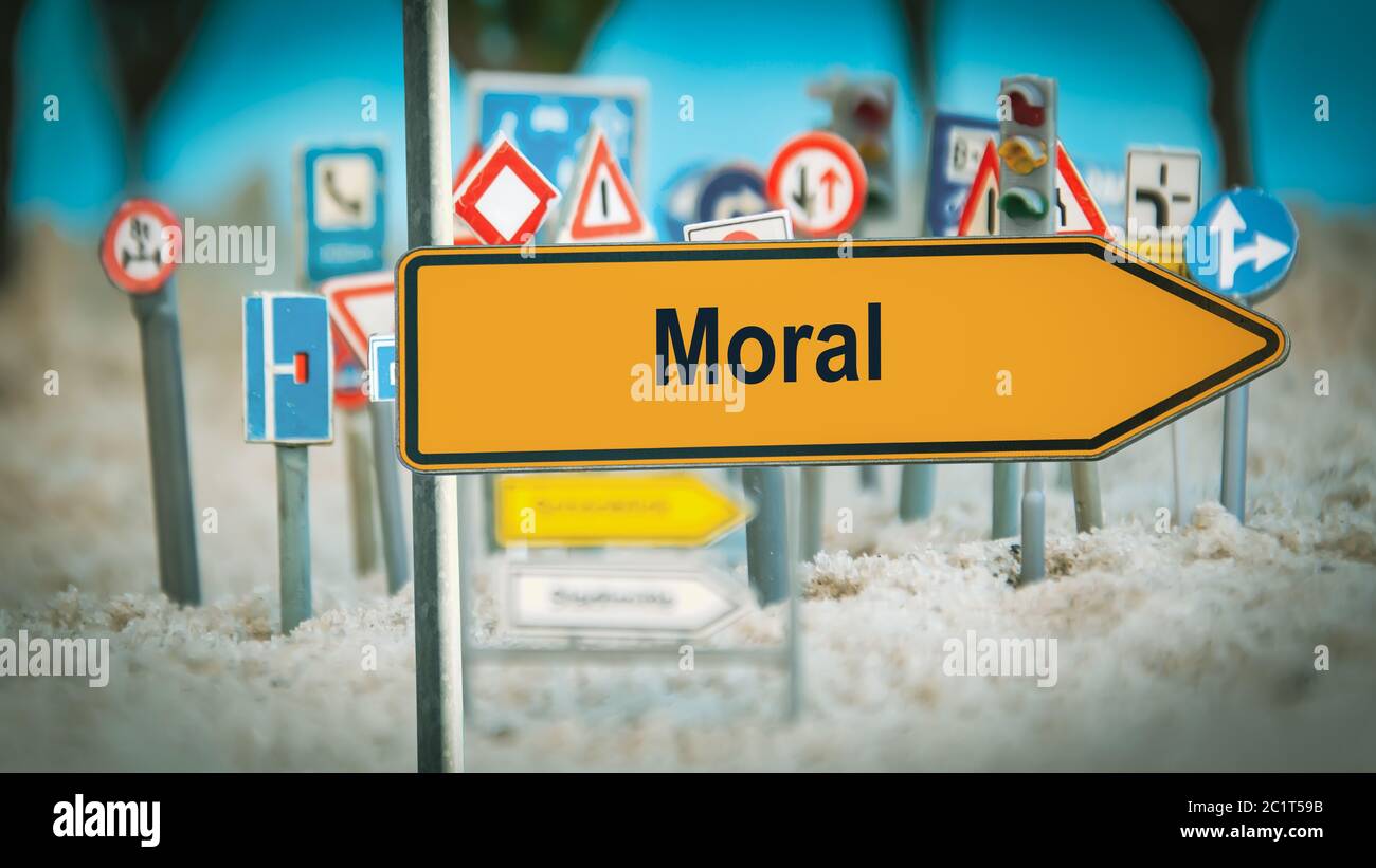 Street Sign the Direction Way to Moral Stock Photo - Alamy